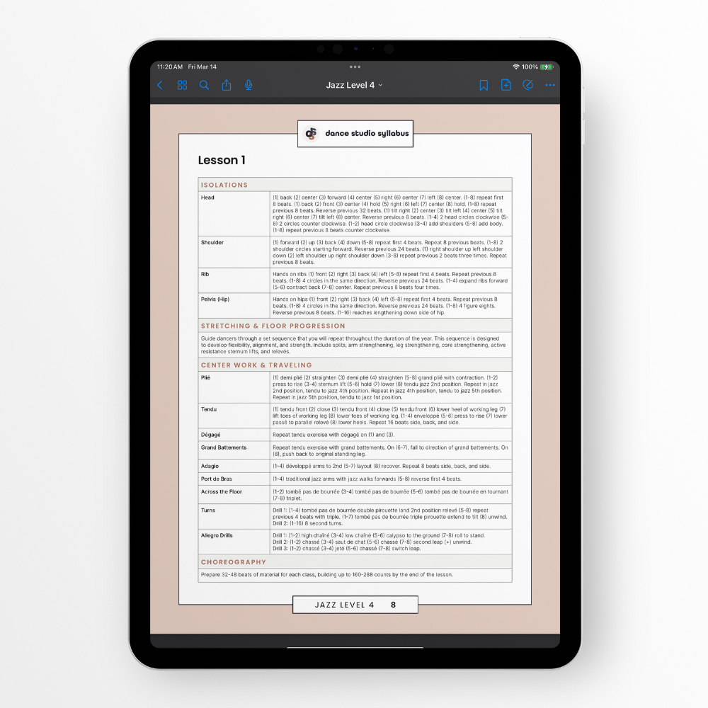 Dance Studio Syllabus | Ballet & Jazz Dance Curriculum