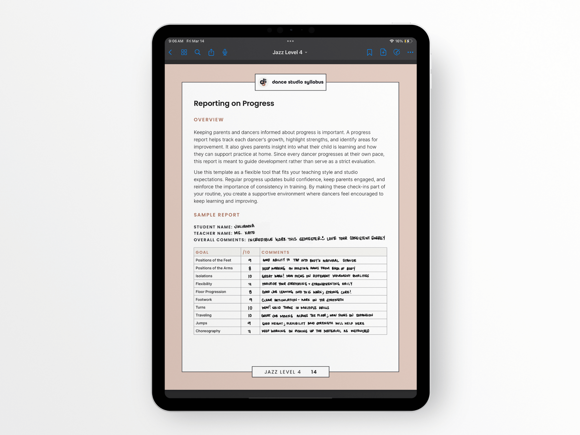 Dance Studio Syllabus | Ballet & Jazz Dance Curriculum